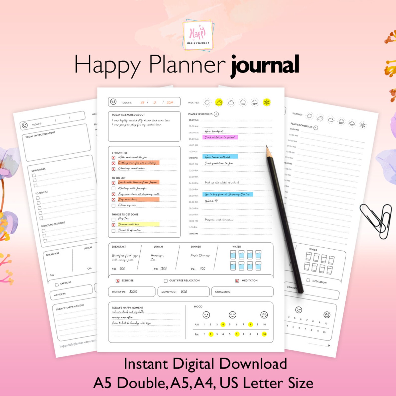 Happy Planner Printable A5/A4/US Letter, Pomodoro Technique Planner - Etsy