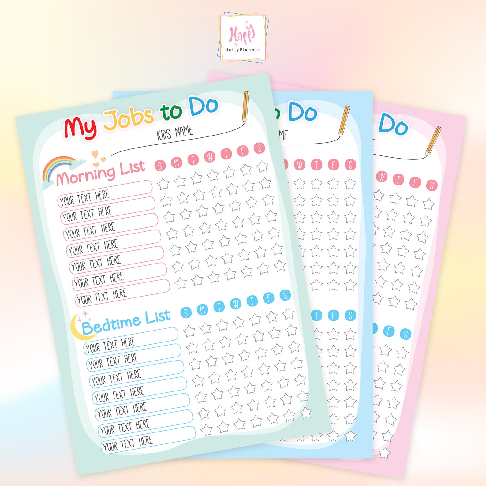 Editable Chore Chart Printable, Morning Bedtime Routine Printable ...