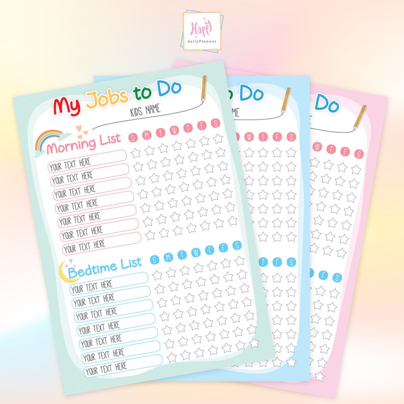 Editable Chore Chart Printable Morning Bedtime Routine - Etsy