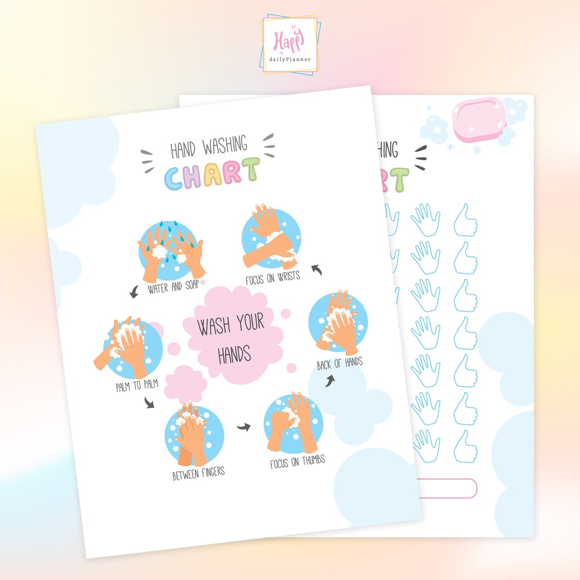 Hand Washing Chart for Kids Printable, Routine Chart,school Chart ...