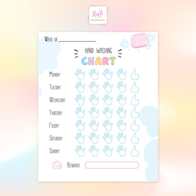 Hand Washing Chart for Kids Printable, Routine Chart,school Chart ...