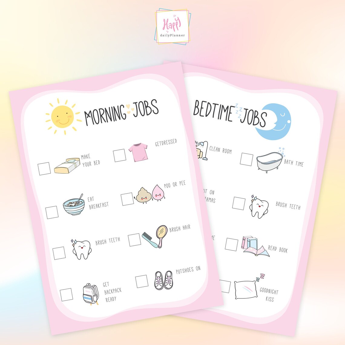 Kids Morning and Evening Routine Chart Printable | Etsy