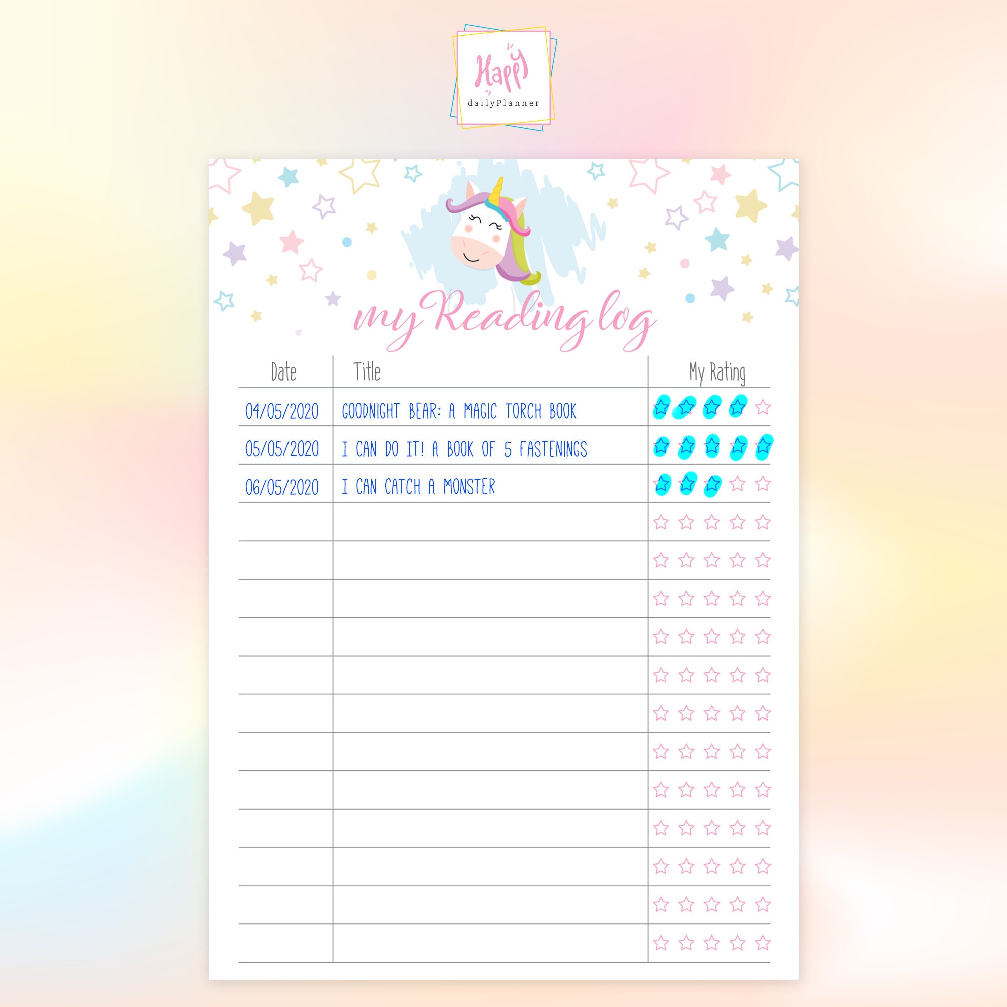 Kids Reading Log Printable, Summer Reading Log, Kids Reading List ...