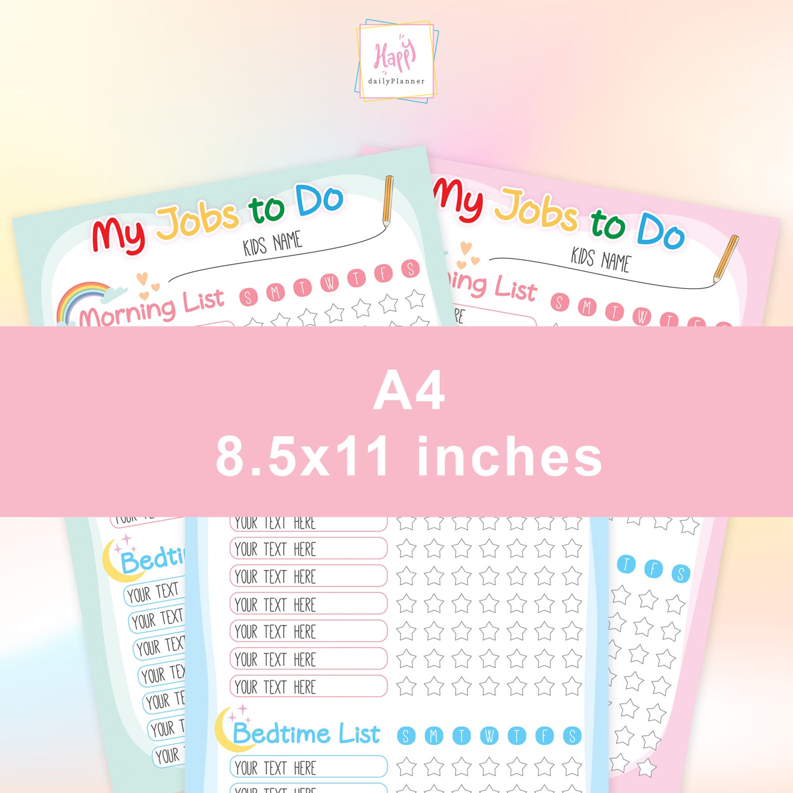 Editable Chore Chart Printable, Morning Bedtime Routine Printable ...