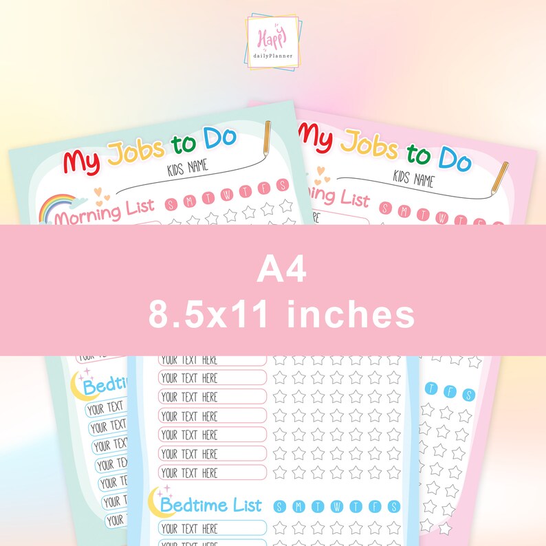 Editable Chore Chart Printable, Morning Bedtime Routine Printable ...