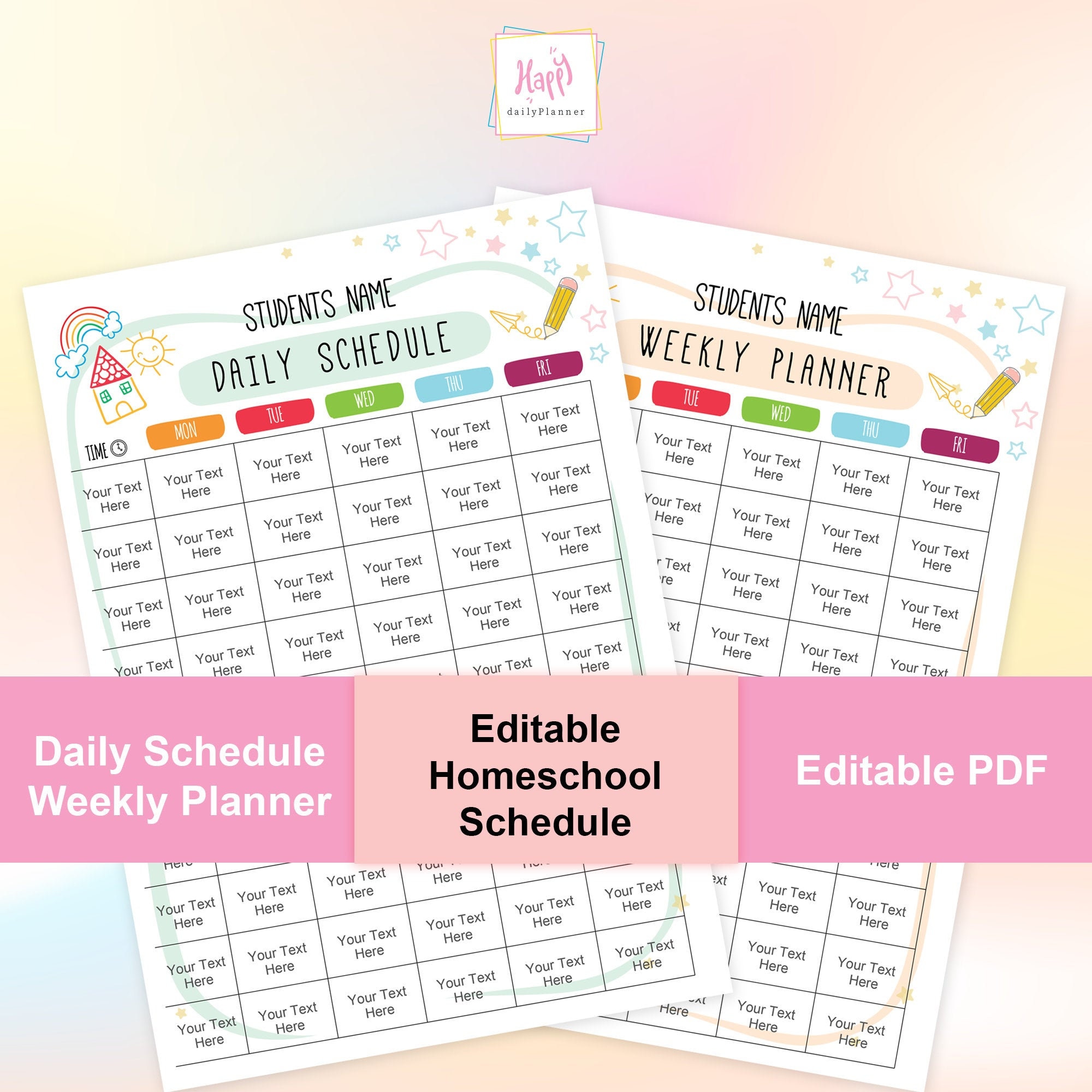 Editable Homeschool Schedule, Editable Homeschool Planner, Home School ...
