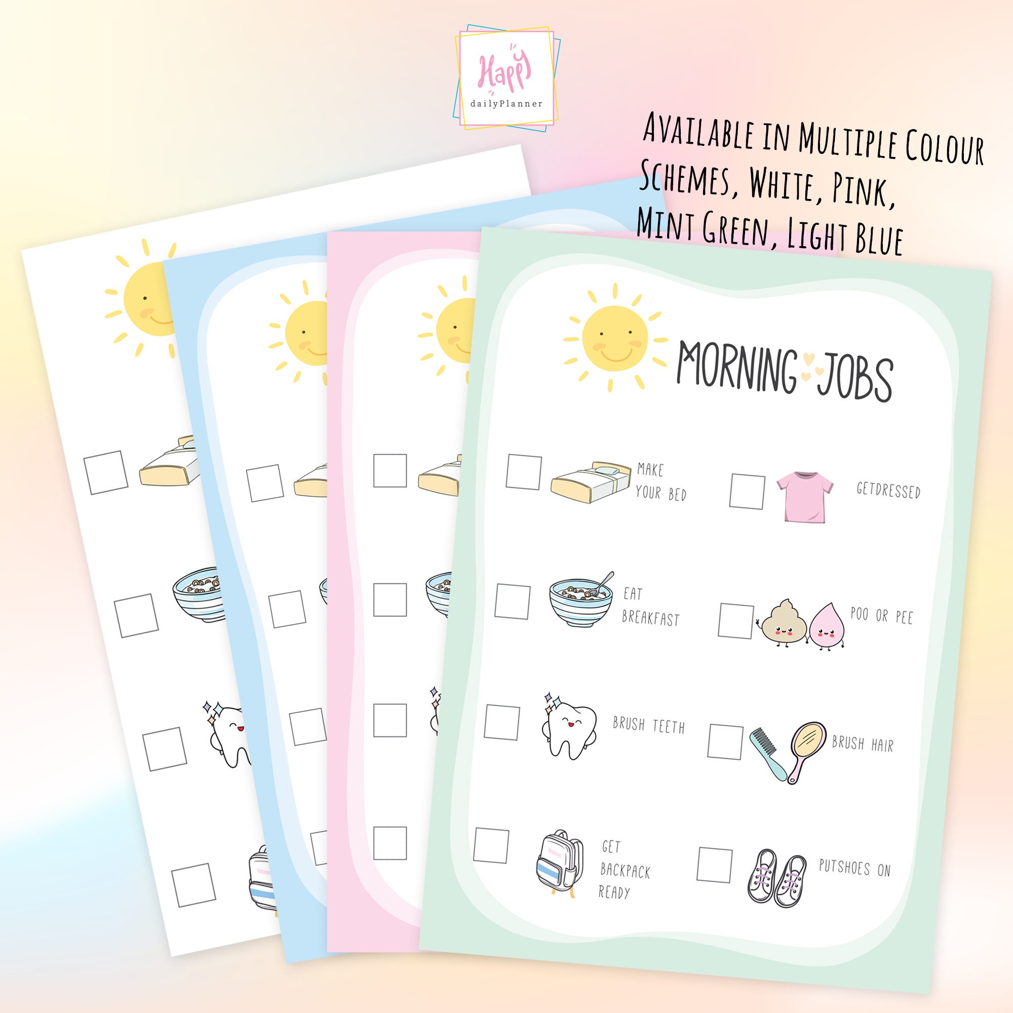 Kids Morning and Evening Routine Chart Printable | Etsy
