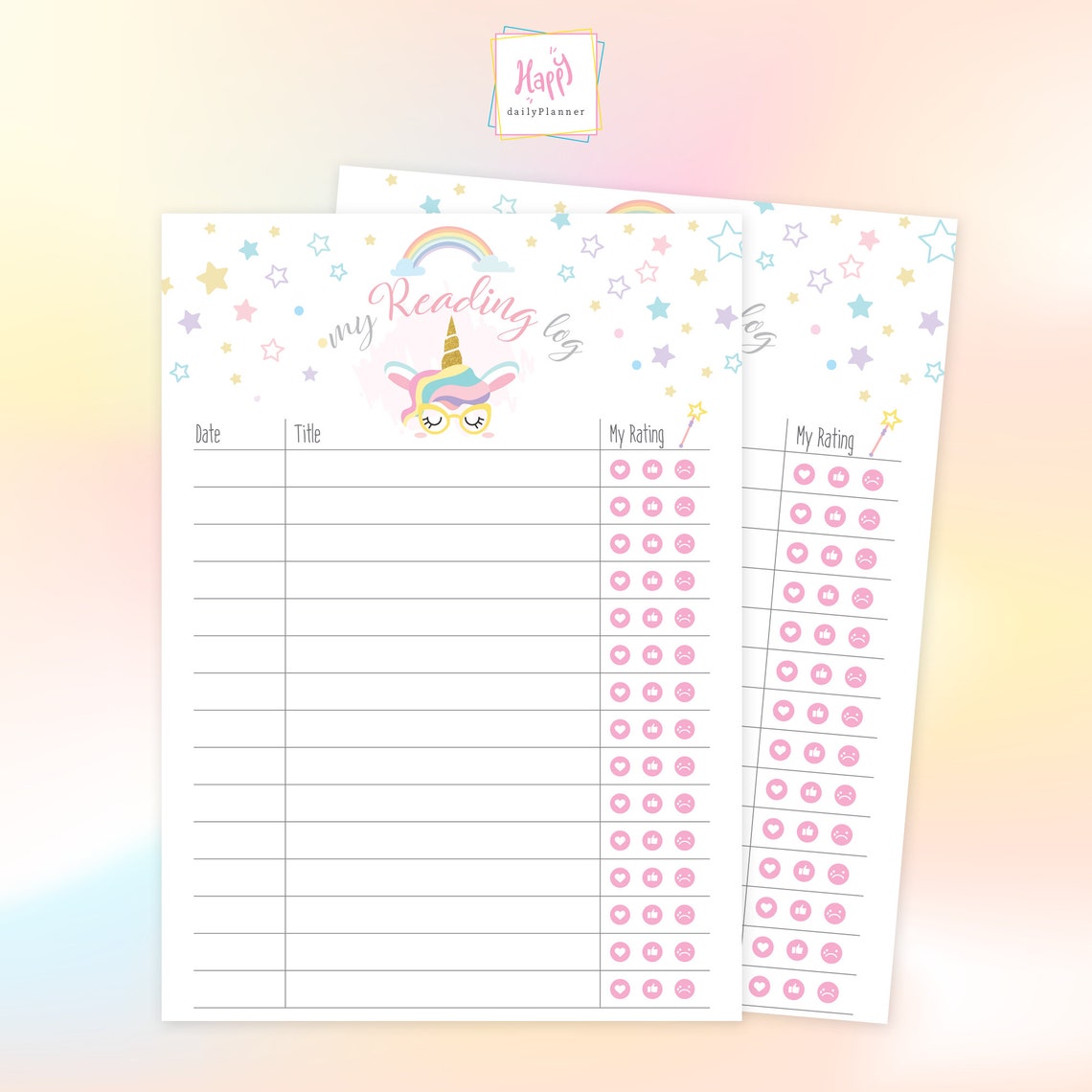 Unicorn Reading Log, Kids Reading Log Printable Download PDF - Etsy