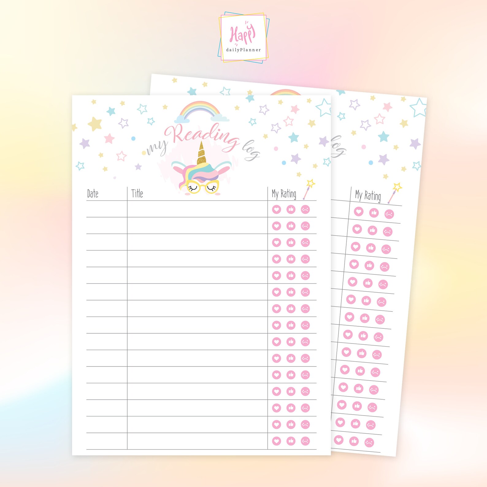 Unicorn Reading Log, Kids Reading Log Printable Download PDF - Etsy