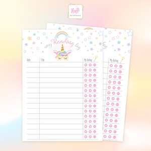 Unicorn Reading Log, Kids Reading Log Printable Download PDF - Etsy