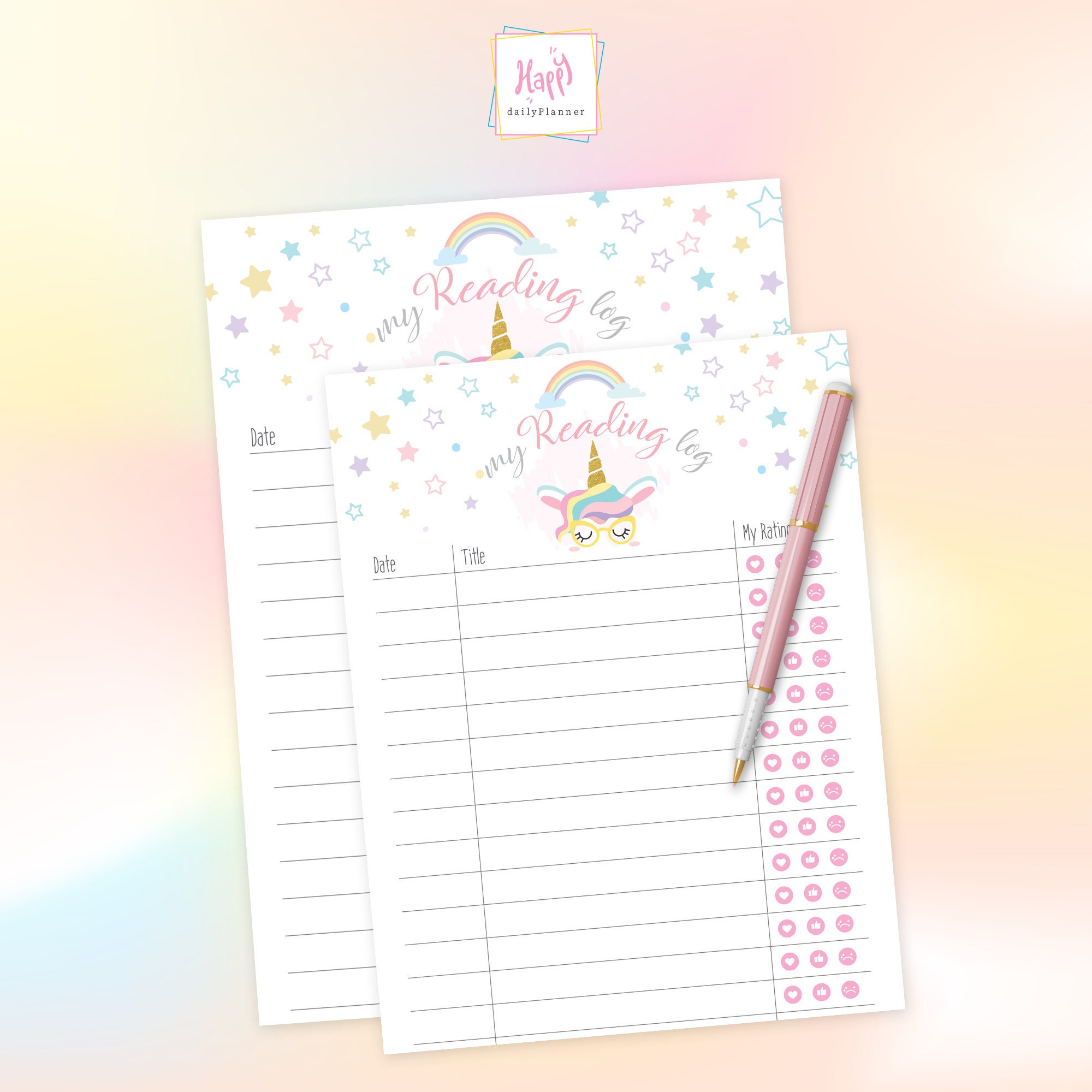 Unicorn Reading Log, Kids Reading Log Printable Download PDF - Etsy