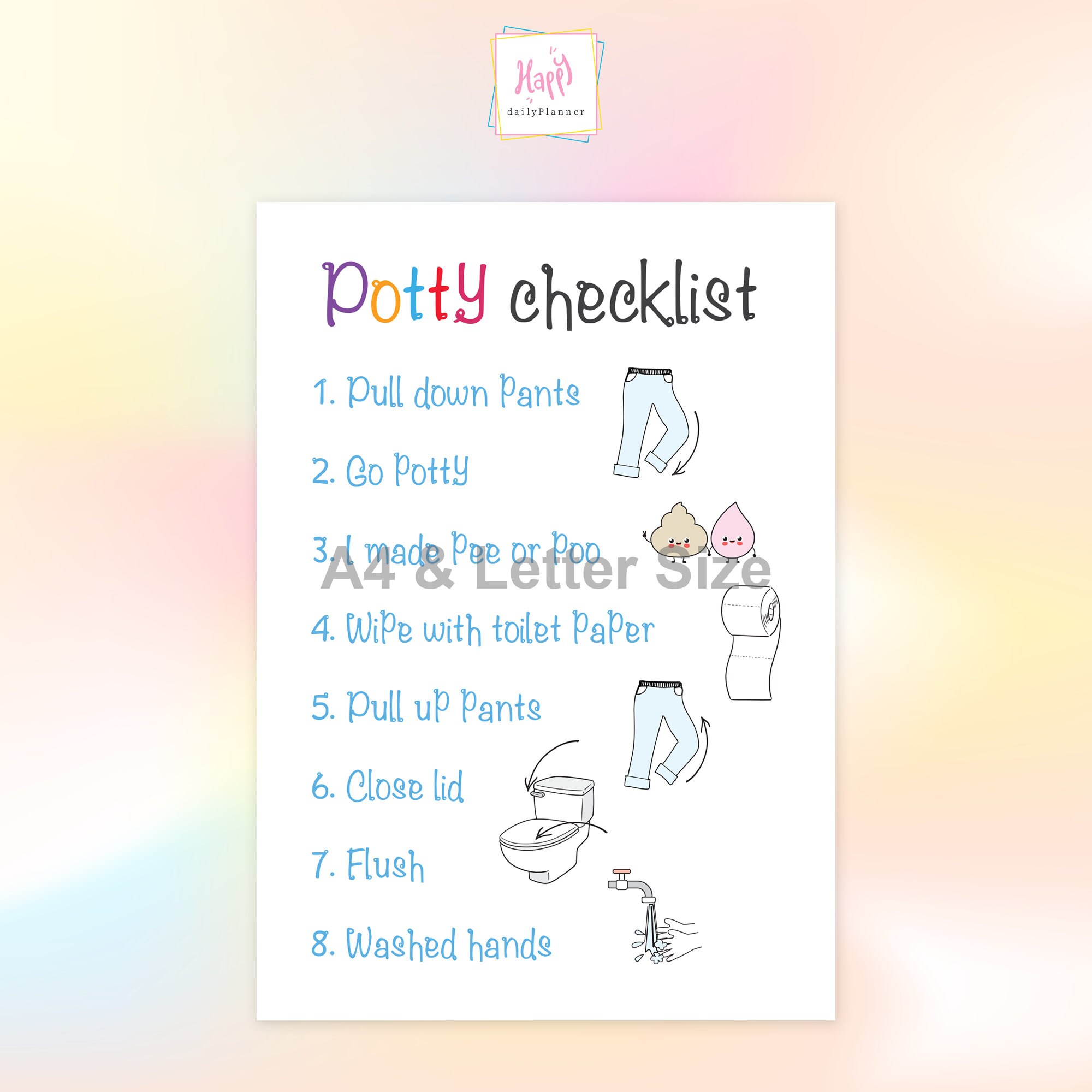 Potty Training Chart Printable for Boys & Girls, Potty Checklist - Etsy