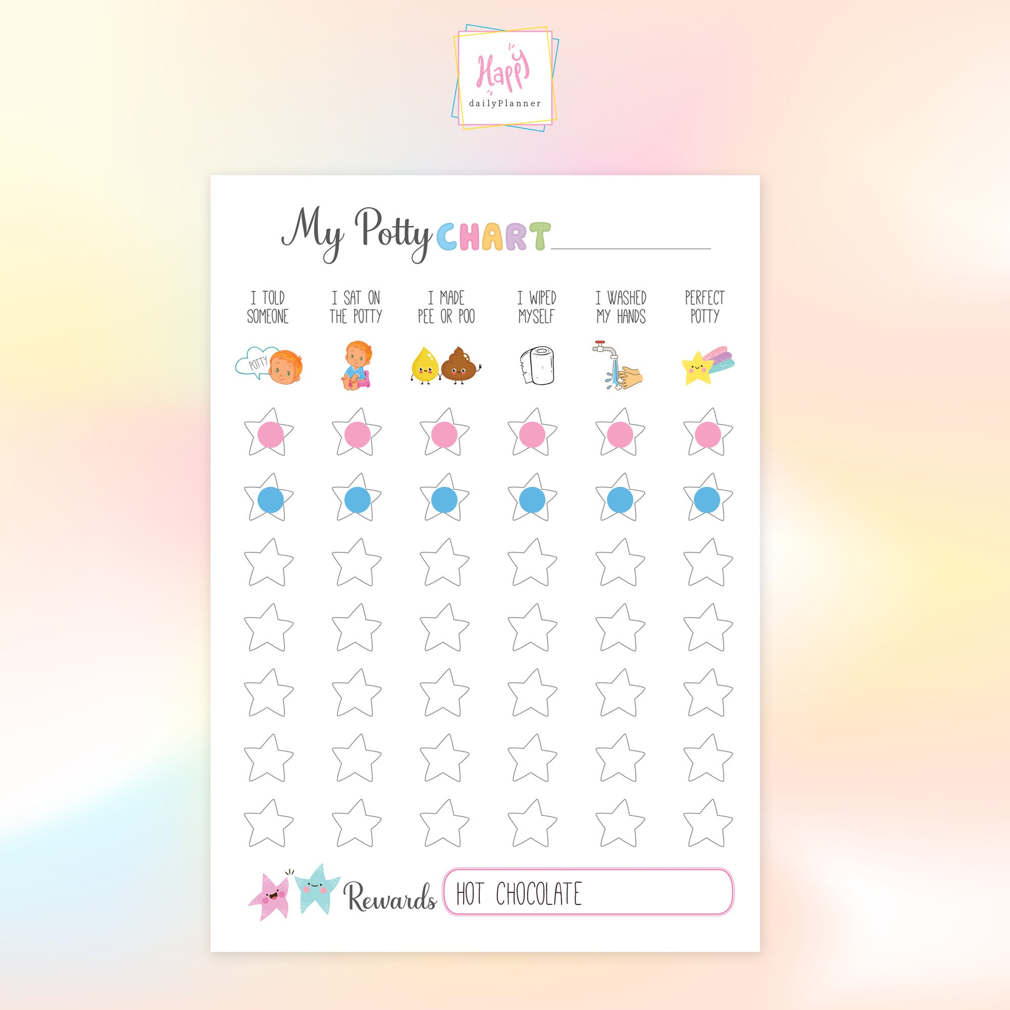 My Potty Chart: Potty Training Chart for Boys, Toilet Routine Training ...