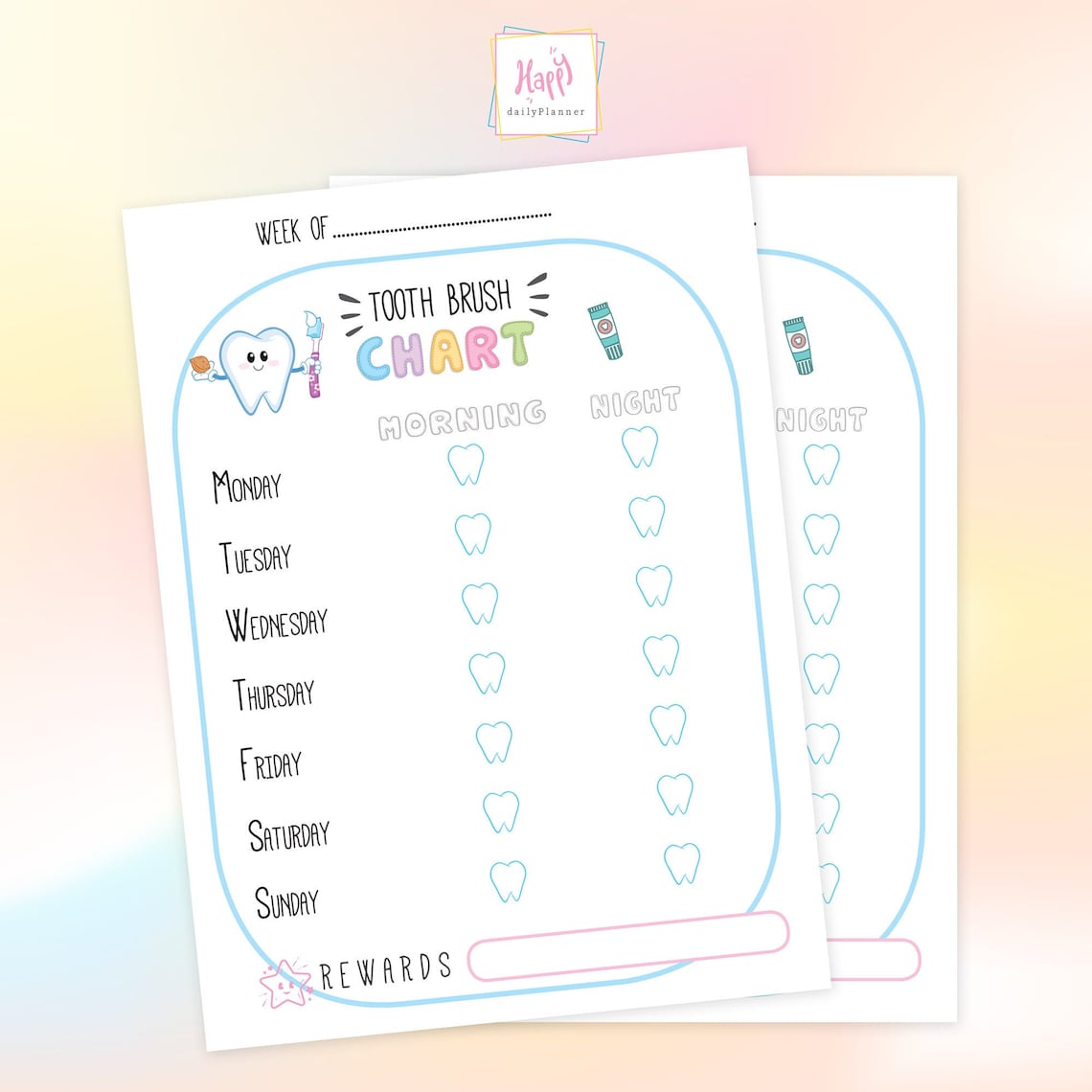 Toothbrush Reward Chart for Kids Kids Printable, Routine Chart,school ...