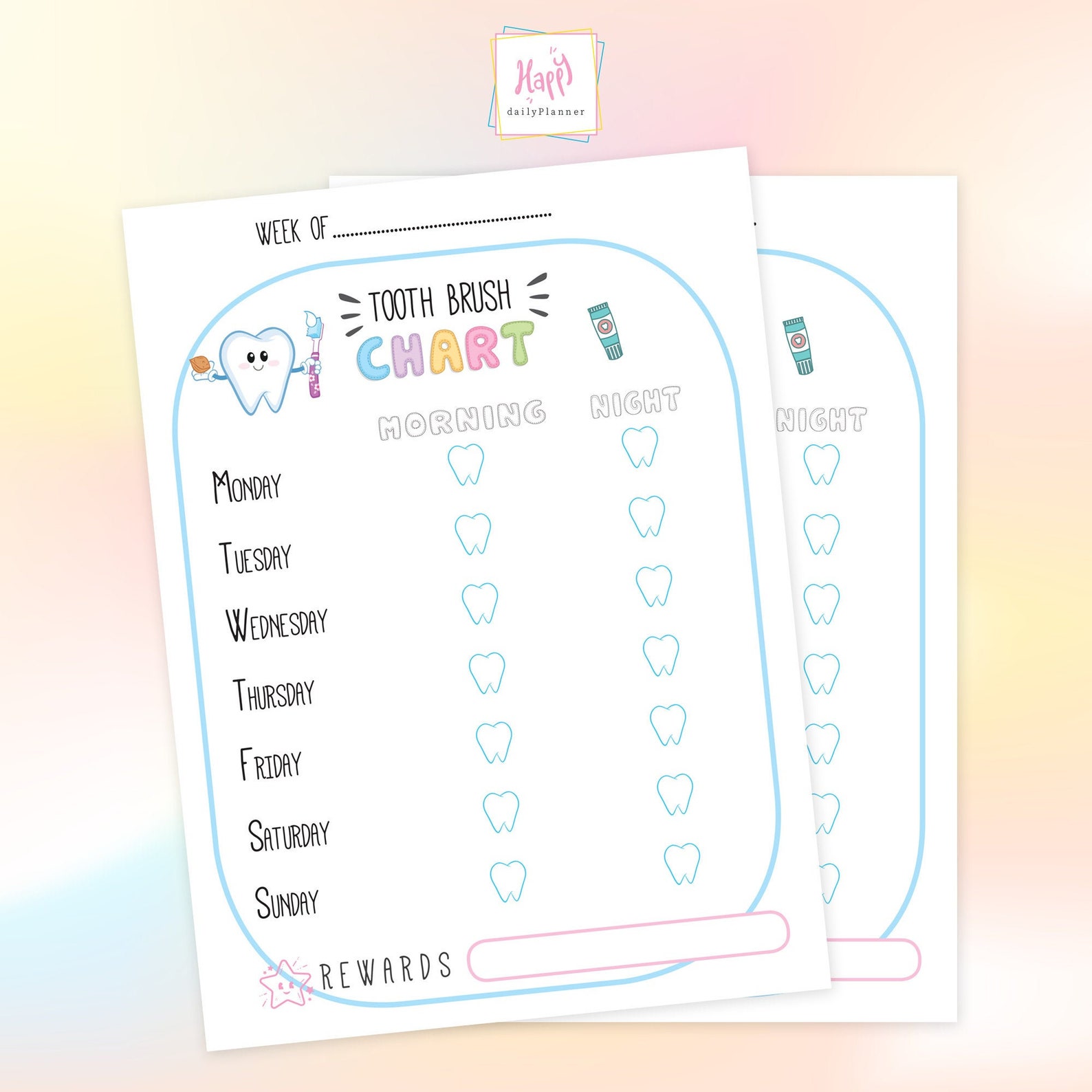 Toothbrush Reward Chart for Kids Kids Printable, Routine Chart,school ...
