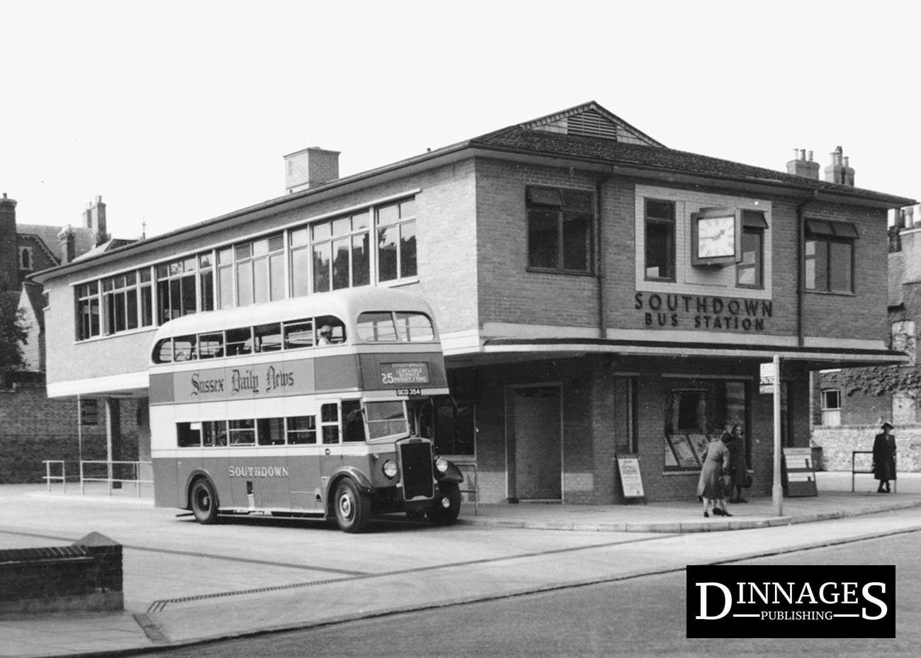 HB001 = Lewes Bus Station Circa 1955 - Southdown Bus GCD 354 - 300gsm ...