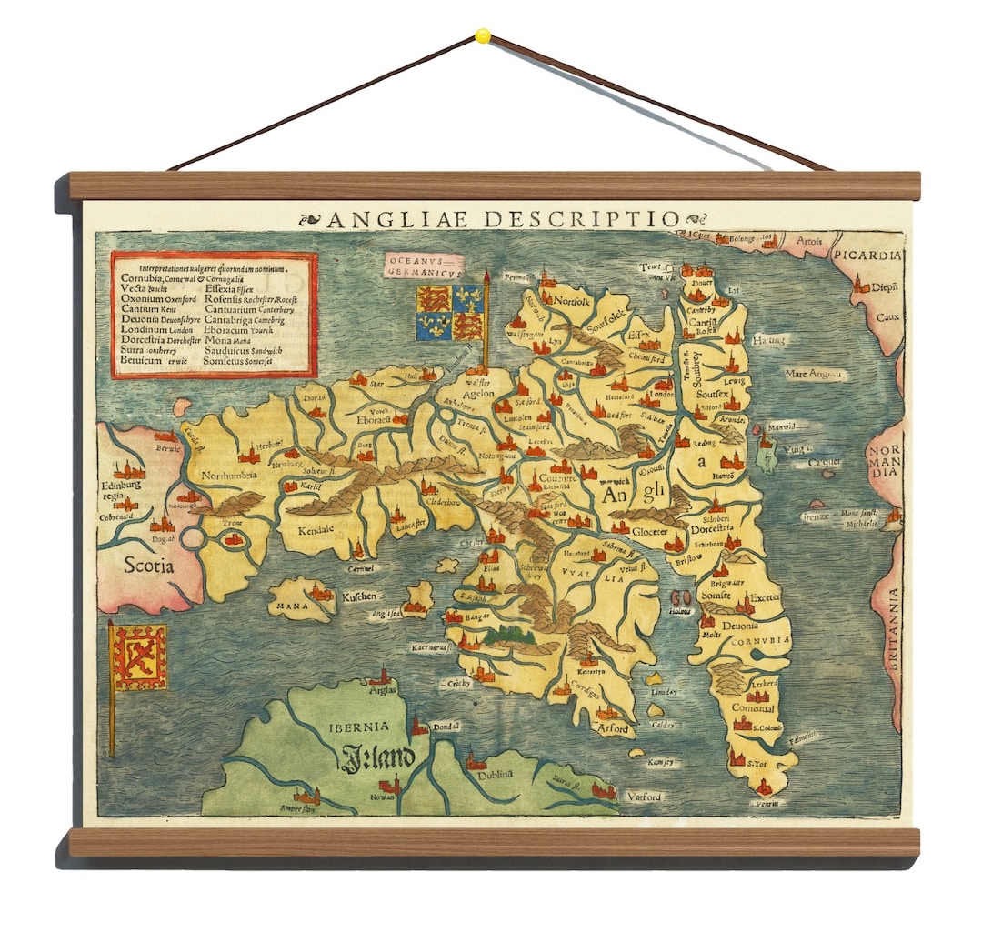 Old Vintage Rare 1550 Earliest Map of British Isles, England, Scotland ...