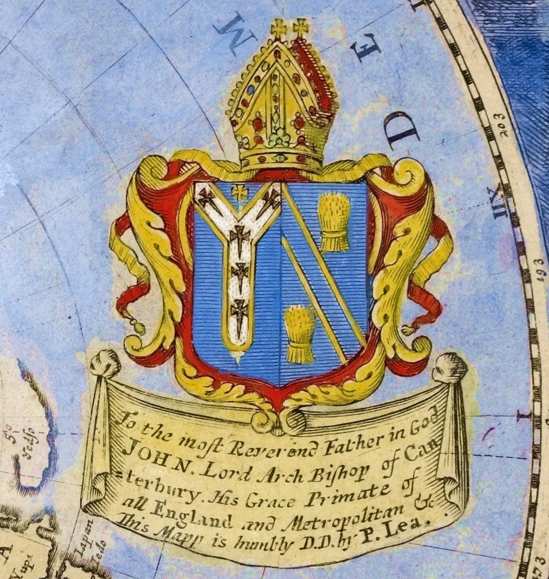 Ancient Vintage Antique 1699 Map of Northern Hemisphere Earth and ...