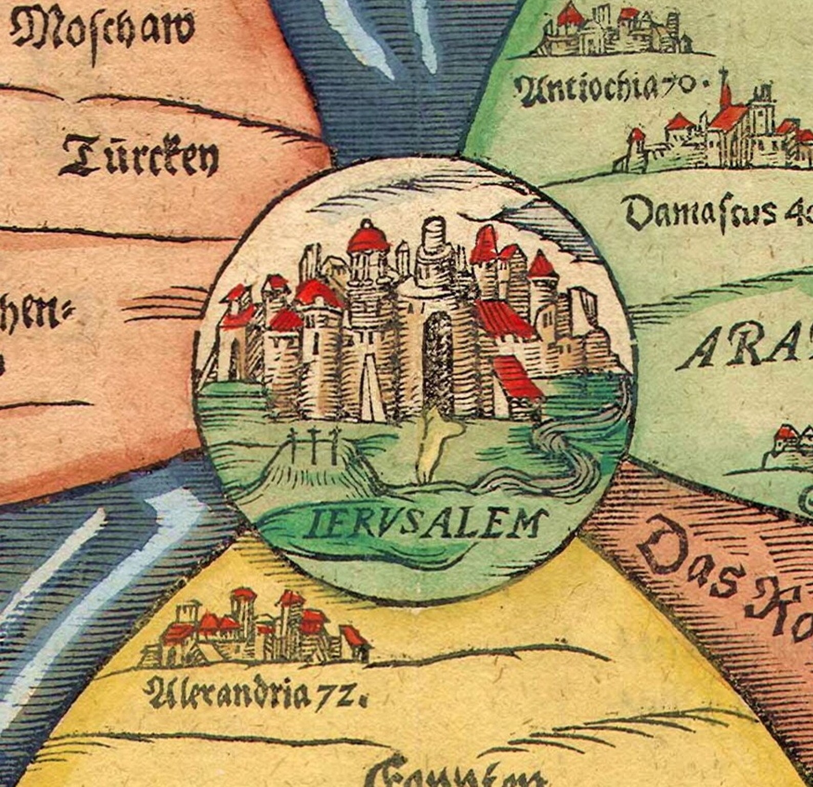 1581 Bible World Map in Shape of a Clover-leaf (europe, Asia, Africa ...