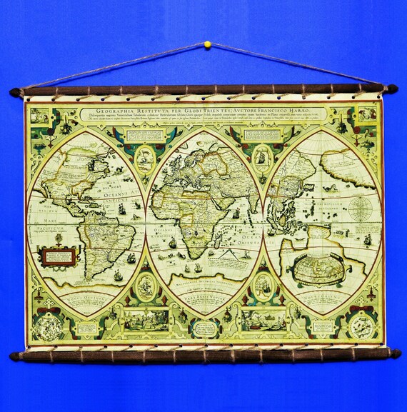 Antique World Map 1618 by Franciscus Haraeus 1555 1631 | Etsy