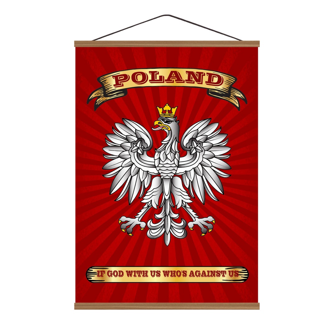 Kingdom of Poland Medieval Vintage Flag W Coat of Arms / Cotton Canvas ...