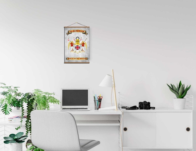 ORDER of the HOLY SEPULCHRE Rare Flag and Coat of Arms / Cotton Canvas ...
