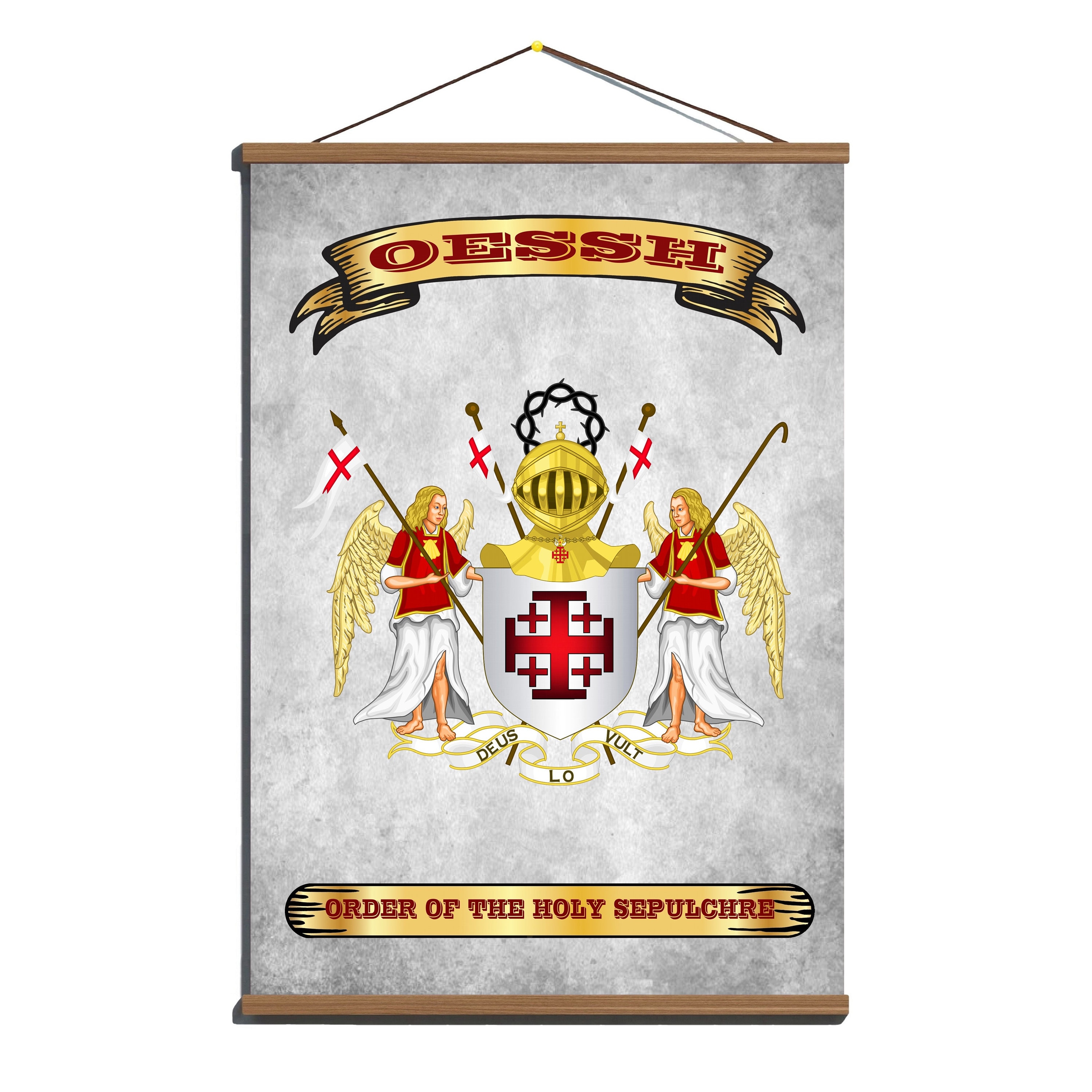 ORDER of the HOLY SEPULCHRE Rare Flag and Coat of Arms / Cotton Canvas ...
