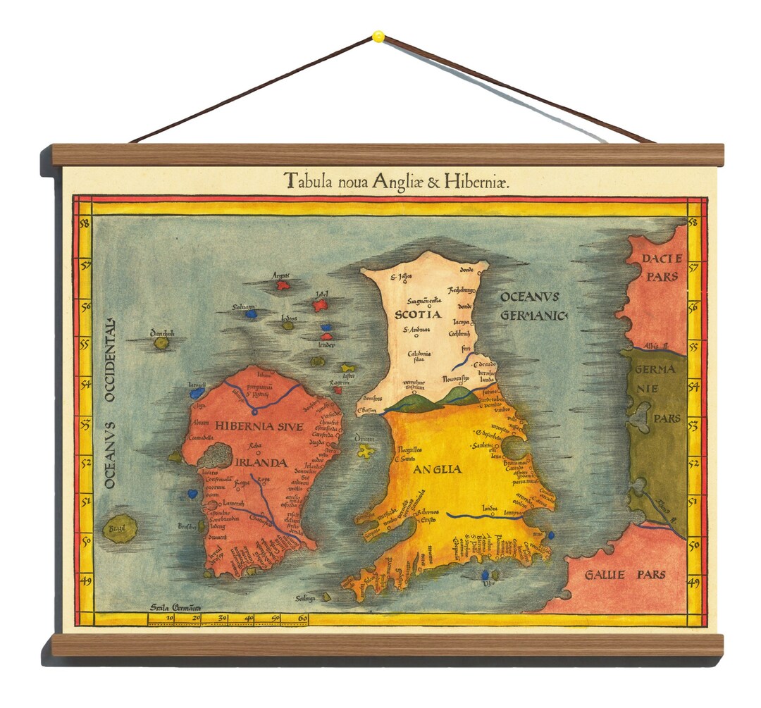 1522 One of the Earliest Map of British Isles England Scotland Ireland ...