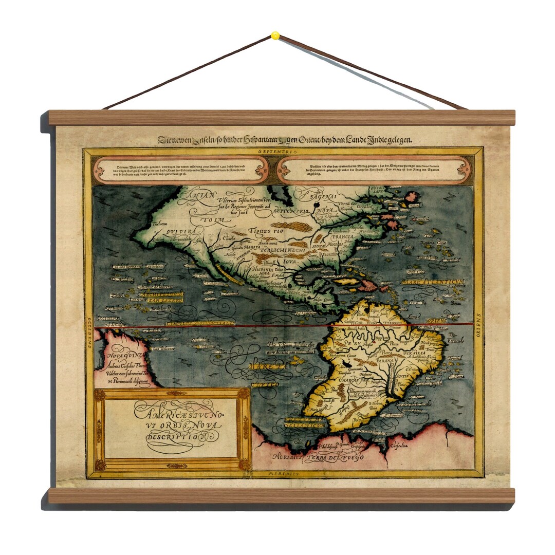 Vintage Rare Antique Decorative 1590 Map of America / 100% Cotton ...