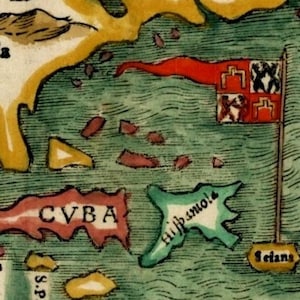 Vintage Rare 1544 America Earliest Map of North and South America/ Real ...