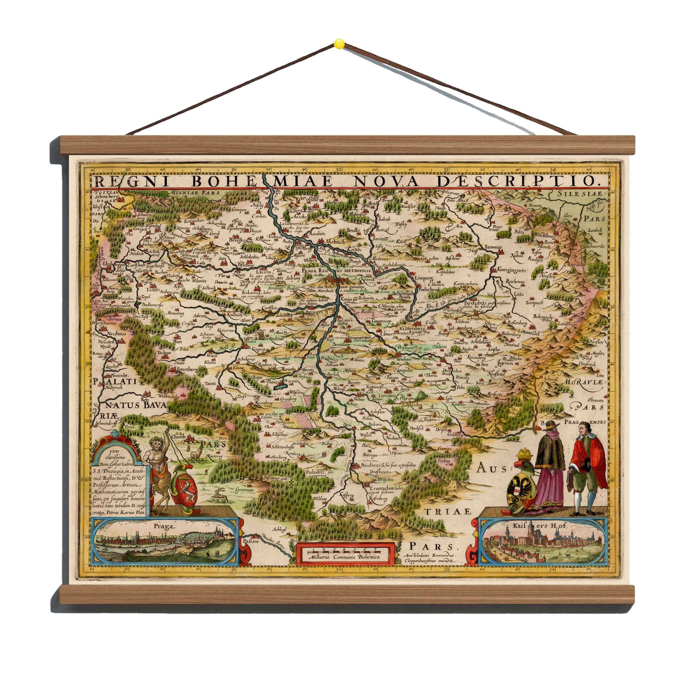 Vintage Rare Old 1642 Map of Bohemia / Czech Republic, Czechia / Real ...