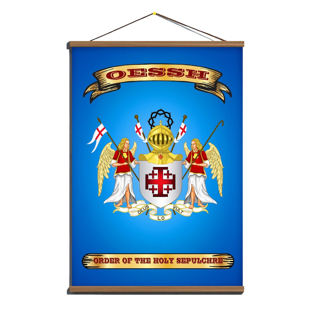ORDER of the HOLY SEPULCHRE Rare Flag and Coat of Arms / Cotton Canvas ...