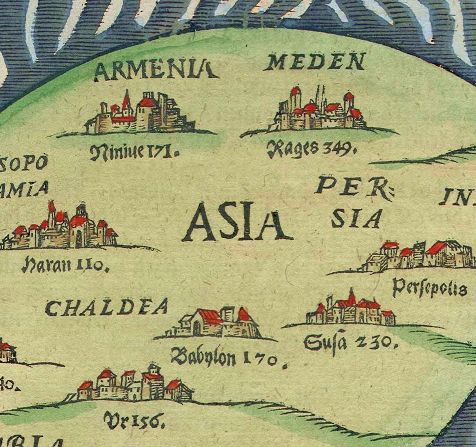 1581 Bible World Map in Shape of a Clover-leaf (europe, Asia, Africa ...
