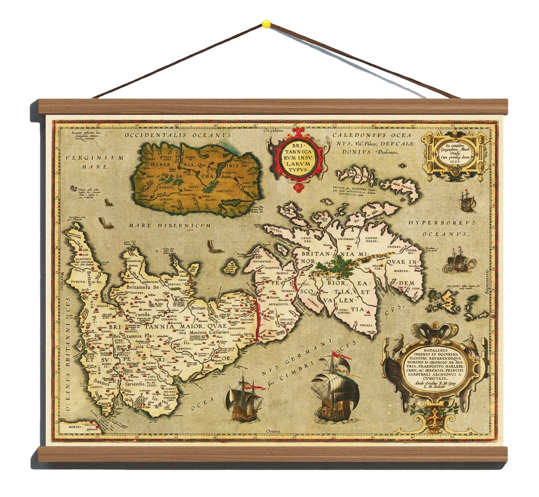 Old Vintage Rare 1595 Map of British Isles, England, Scotland, Ireland ...