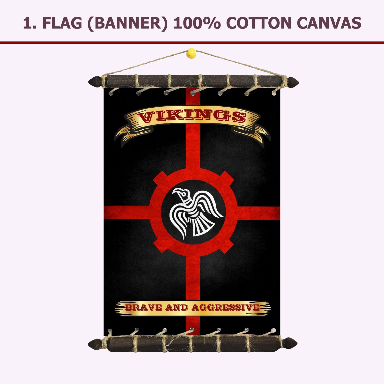 Handmade Vikings Flag Standard on 100% Cotton Canvas Dragon | Etsy