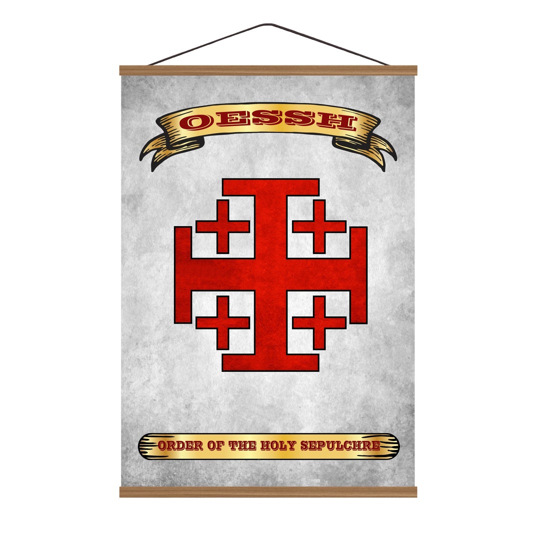 ORDER of the HOLY SEPULCHRE Rare Flag and Coat of Arms / Cotton Canvas ...