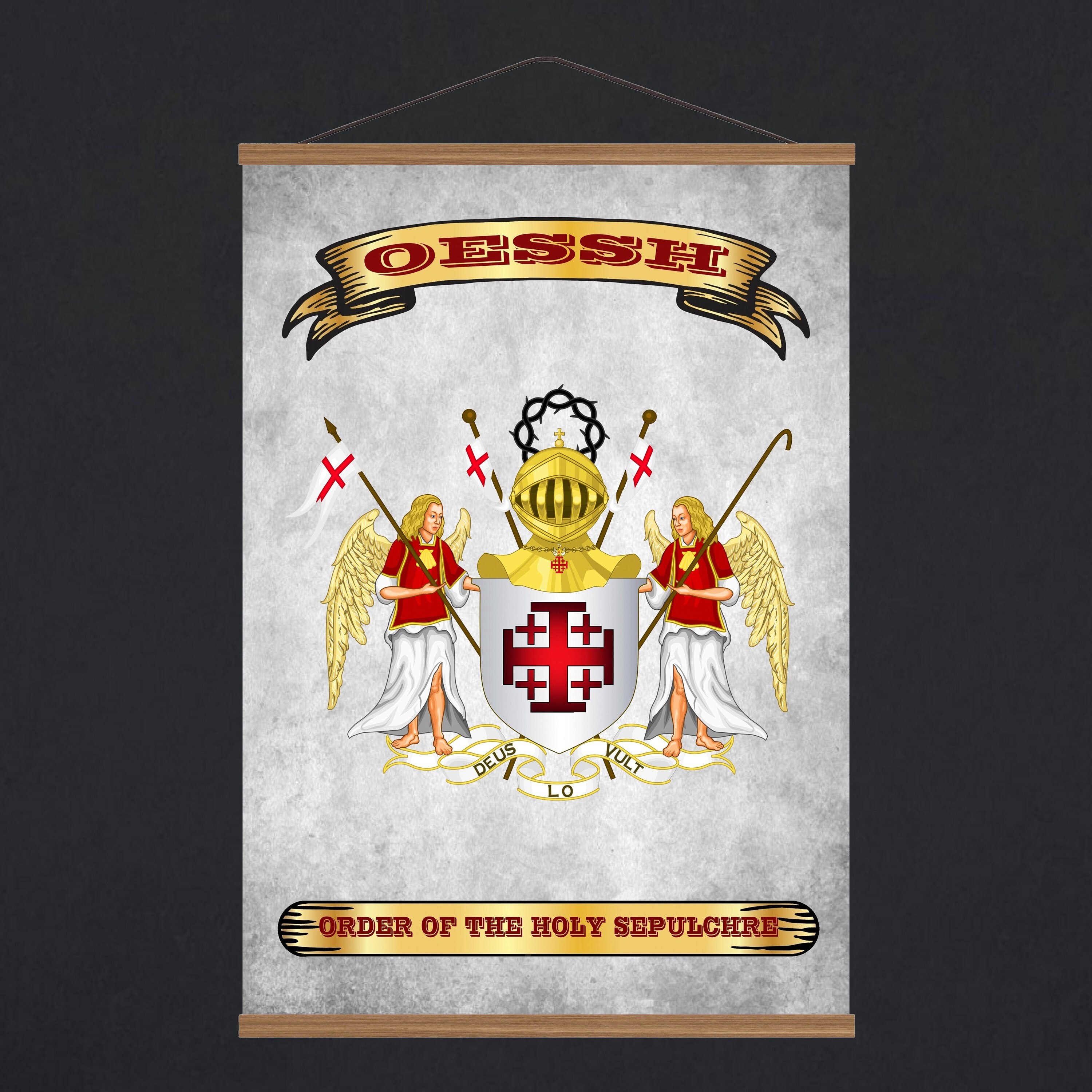 ORDER of the HOLY SEPULCHRE Rare Flag and Coat of Arms / Cotton Canvas ...