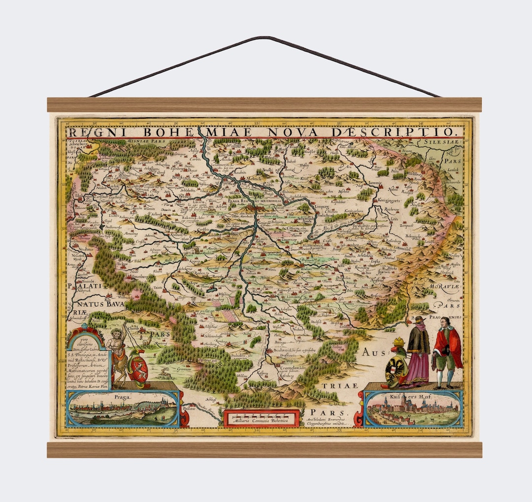 Vintage Rare Old 1642 Map of Bohemia / Czech Republic, Czechia / Real ...