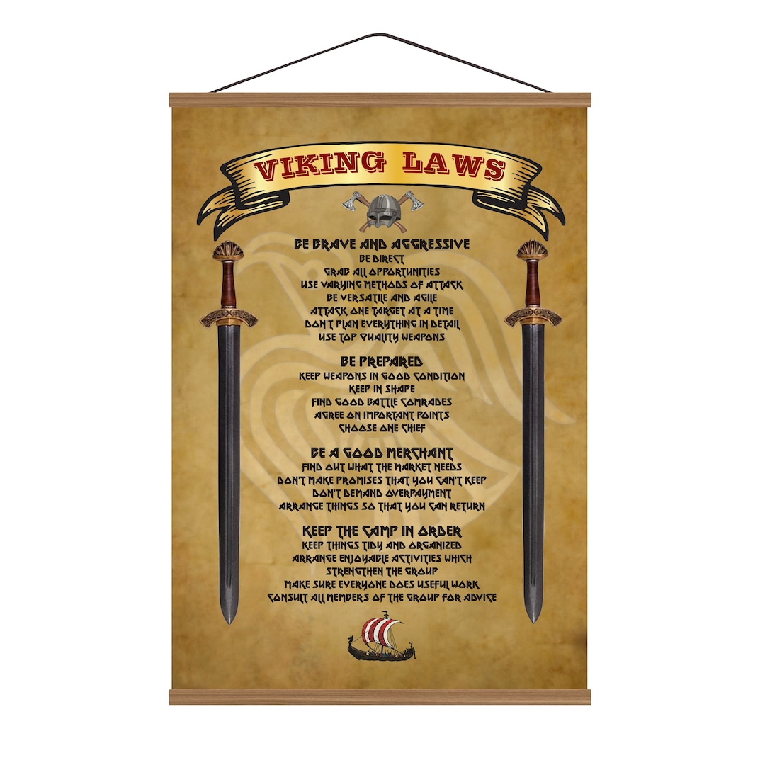 Viking Laws Scandinavian Raven Decorative Coat of Arms / Cotton Canvas ...