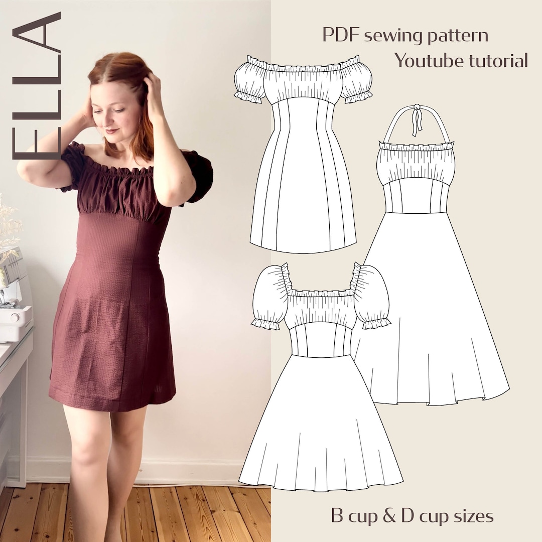 Ella Milkmaid Puff Dress With Multiple Options Digital PDF Sewing ...