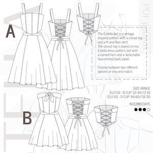 Estella Corset Top and Cottage Core Skirt Digital PDF Sewing Pattern ...