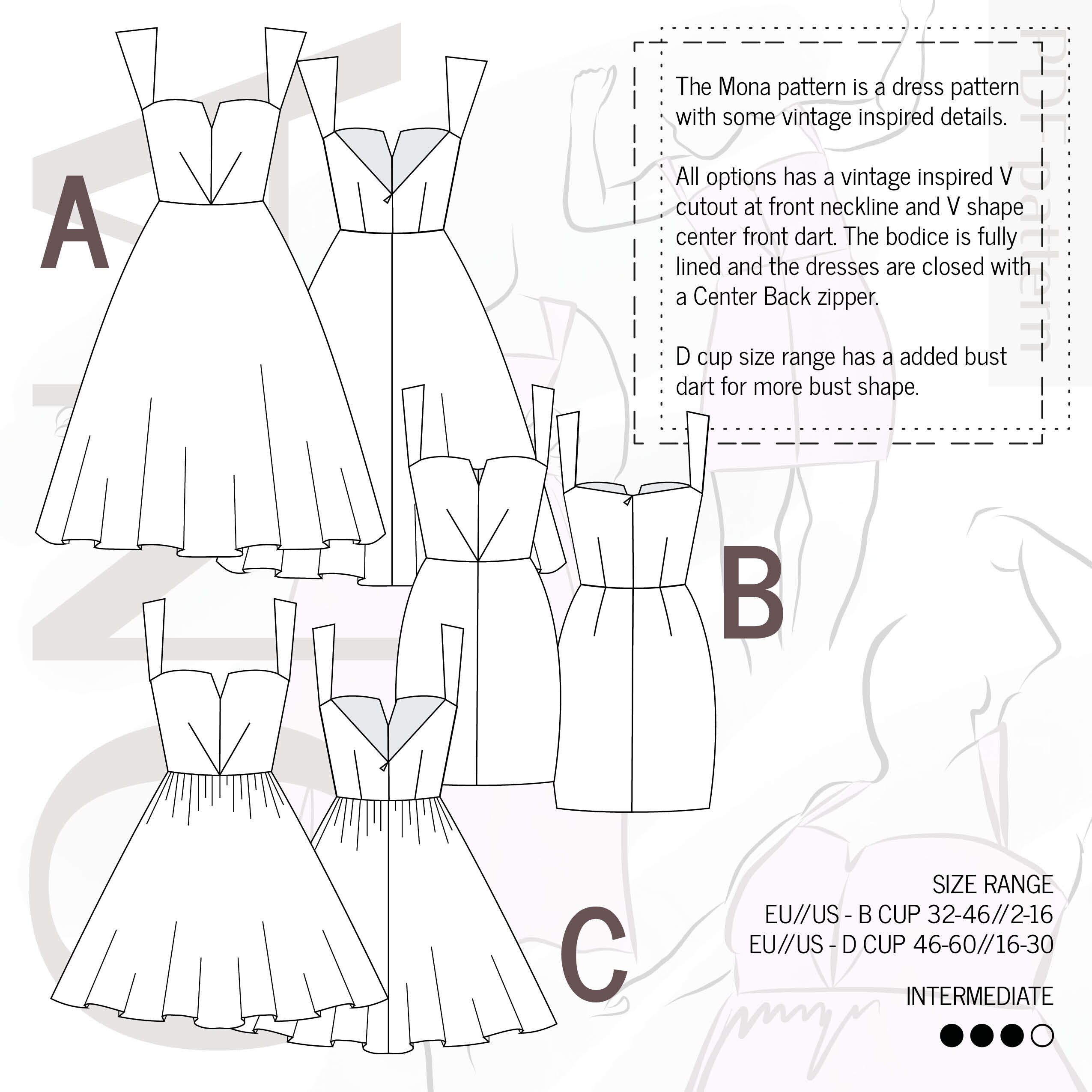 The Mona Pattern - Digital Pattern (B and D size range) — Schultzapparel