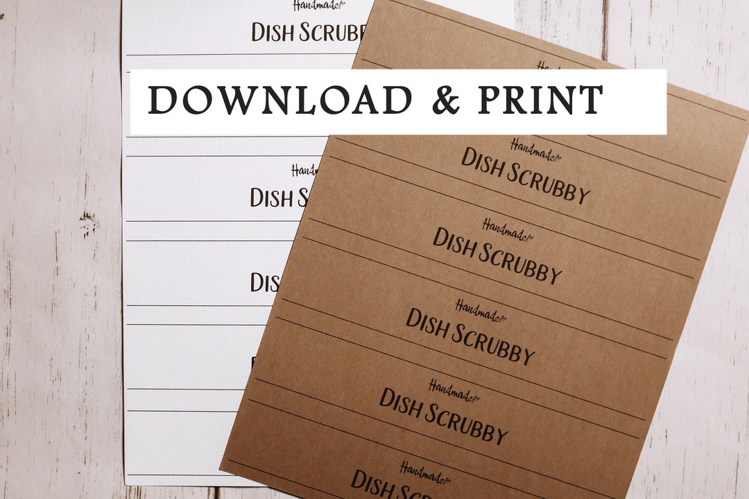 PRINTABLE- Digital File Labels for Handmade Dish Scubbies, Market ...
