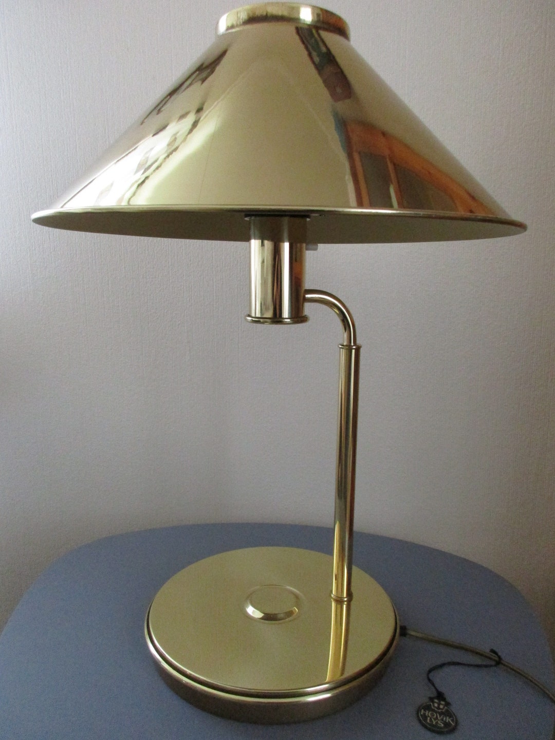 Vtg HØVIK VERK LYS Brass Gold Table Lamp Norway Jonas Hidle - 70s 80s ...
