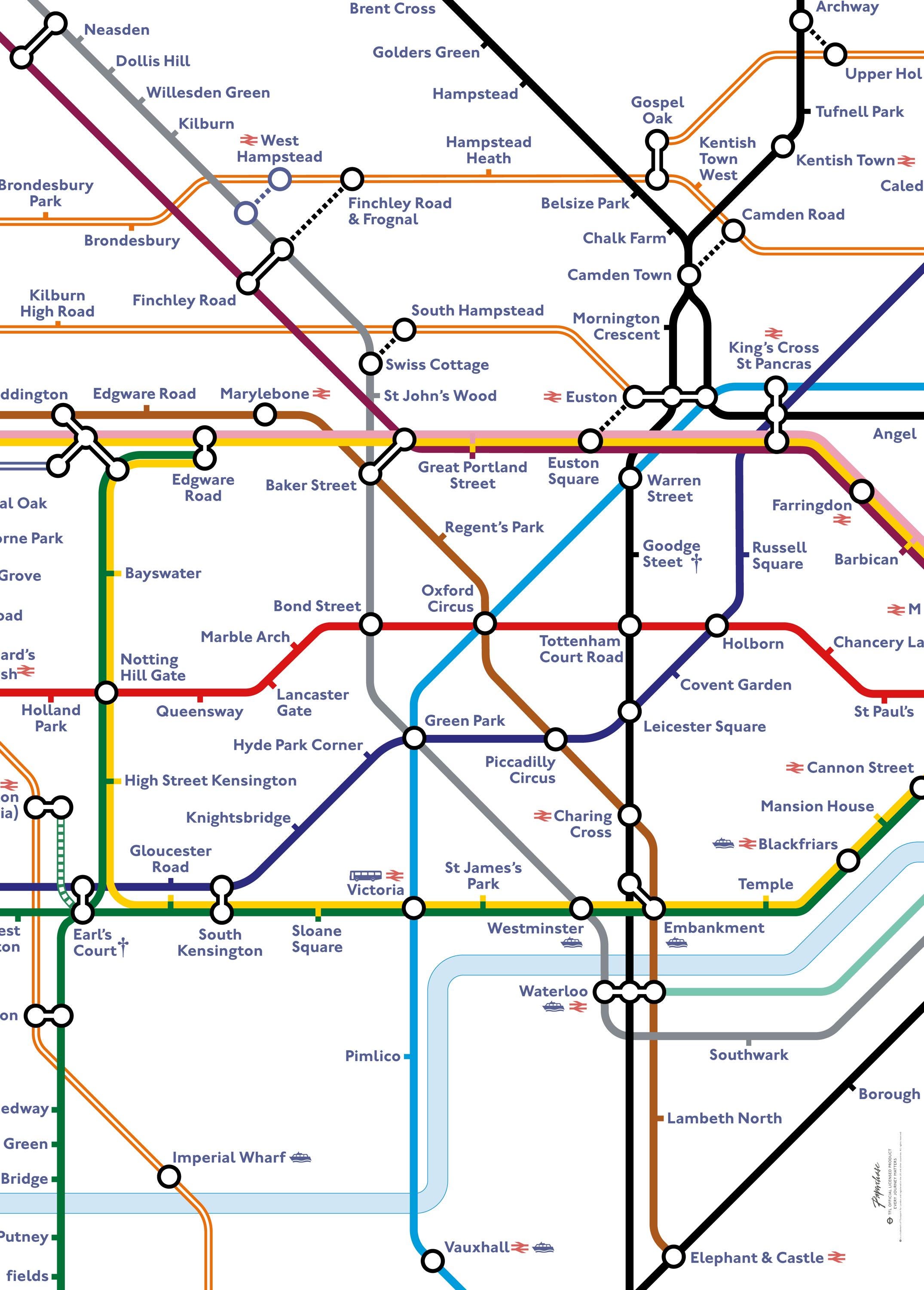 London Underground Map Wrapping Paper - 2 Sheets With Tags Gift Wrap ...