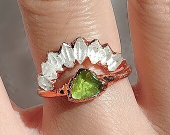 Green Crystal Engagement Ring - Etsy