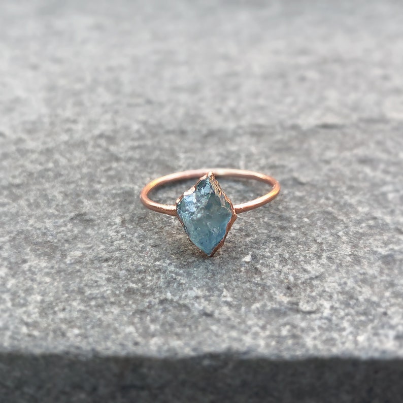 Raw Aquamarine Ring Crystal Engagement Ring Raw Aquamarine - Etsy