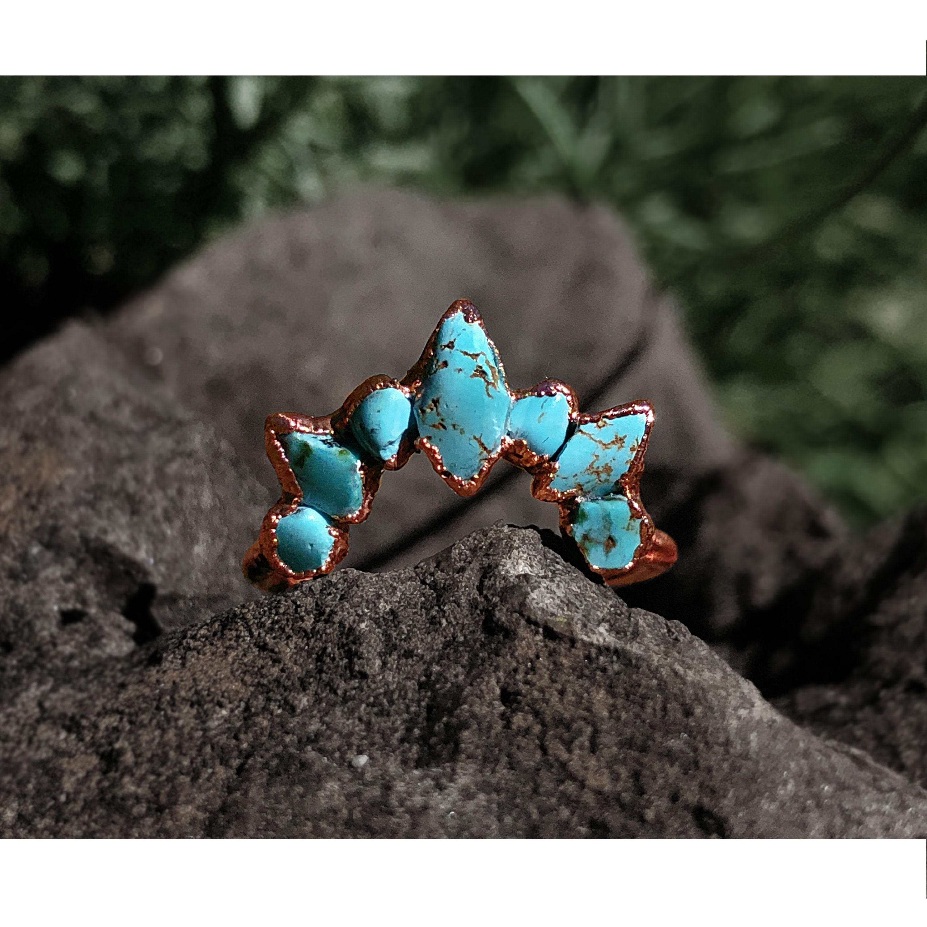 Raw Turquoise Rings for Woman Raw Wedding Ring Set Raw Rose | Etsy