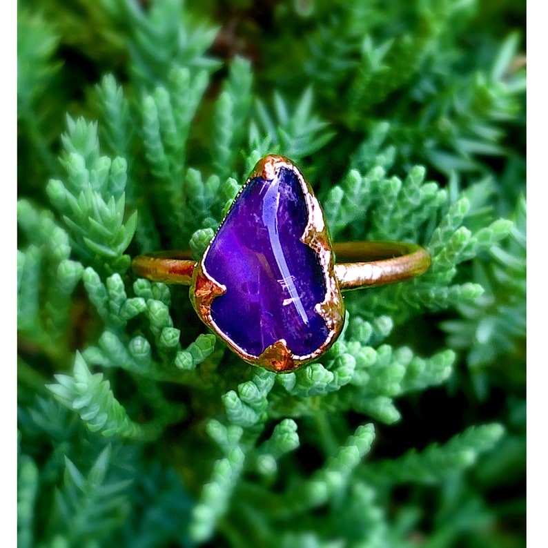 Raw Amethyst Wedding Rings for Woman Raw Amethyst Ring Raw - Etsy