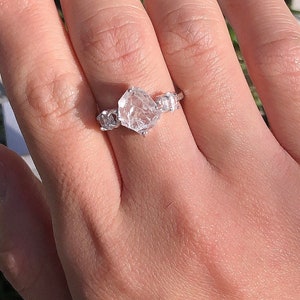 Raw Crystal Engagement Rings, Raw Clear Quartz Ring, Raw Quartz ...